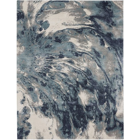 Nourison American Manor Abstract Indoor Area Rug Blue/ivory 7'10" X 9 ...
