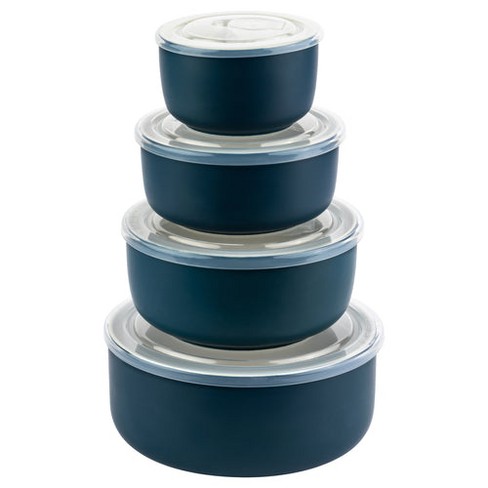 Kook Kitchen Bowl Set With Lids, 50/28/16/9 Oz, Navy : Target