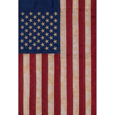 Briarwood Lane Tea Stained Applique & Embroidered American Flag Garden ...