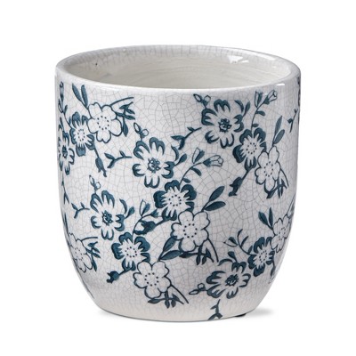 Tagltd Cross Hatch Planter Small Taupe Glazed Stoneware, 6.1l X 6.1w X ...