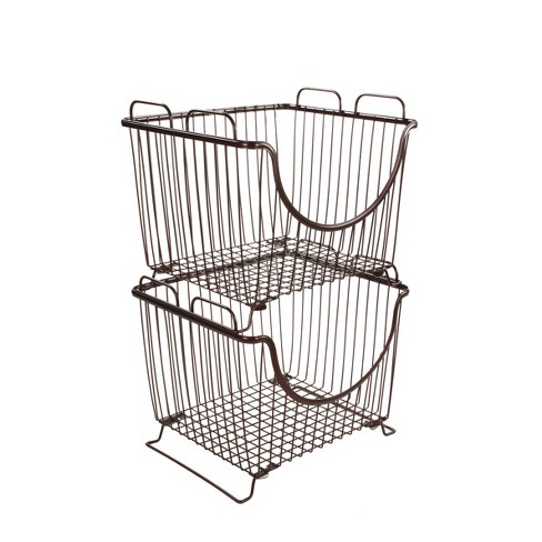 Spectrum Diversified Ashley Large Stacking Basket Black: Metal Storage ...