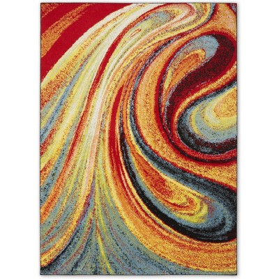 Home Dynamix Splash Adja Contemporary Abstract Swirl Area Rug, Red/blue ...