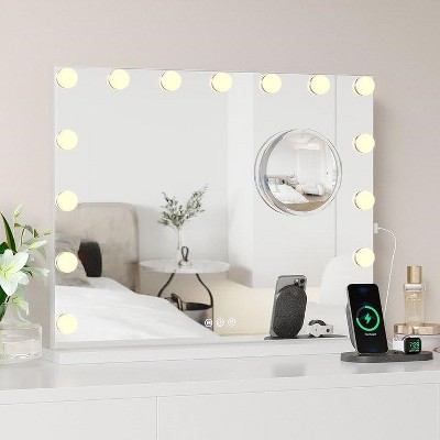 Round Vanity Mirror With Lights Aluminum Glass Desktop Led Mirror 19 ...