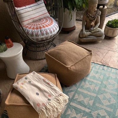 20 x15 Outdoor Patio Pouf Knit Olefin Tan Threshold Target