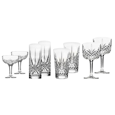 Godinger Silver 8pc Dublin Crystal Mixology Glassware Set: Assorted ...