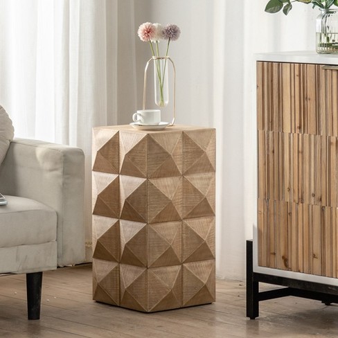 Retro Coffee Table, Modern Fashion Coffee Table Column Shape Wood Side ...
