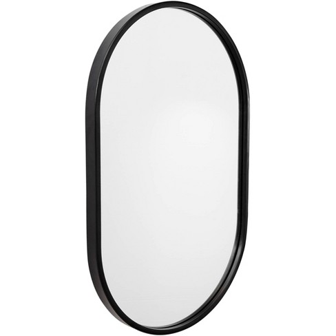 Uttermost Oval Vanity Decorative Wall Mirror Modern Satin Black Iron Frame 20" Wide For Bathroom ...