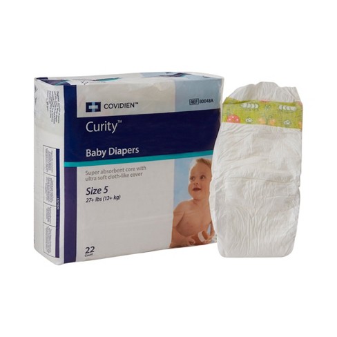 Curity Baby Diapers With Tabs, Super Absorbent, Size 5, 22 Count, 1 ...