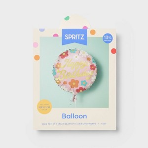 Retro Floral Happy Birthday Round Foil balloon- Spritz™ : Target