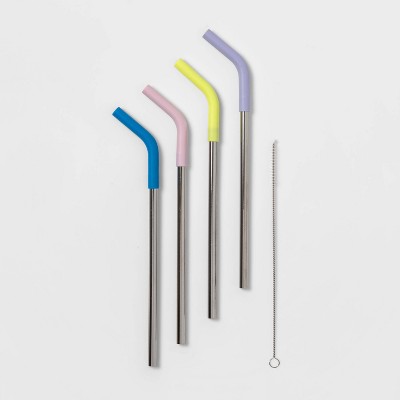 Ello 4pk Stainless Straws With Silicone Tips : Target
