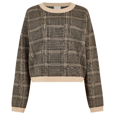Women's Knitted Prince Of Wales Check Jumper - Apricot : Target