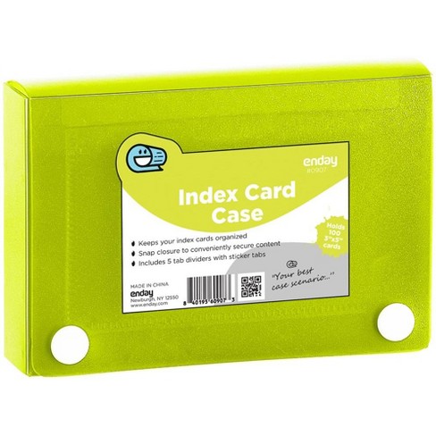 Enday 3" X 5" Index Card Case Holds 5 Tab Dividers, Green : Target