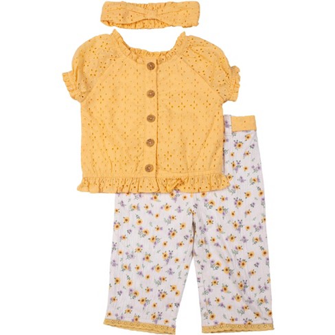 Little Lass Infant Girl's 2-piece Culotte Set With Hair Accessory : Target