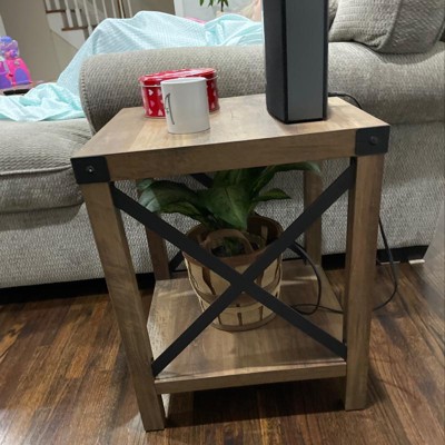 Sophie Rustic Industrial X Frame Side Table Rustic Oak - Saracina Home ...