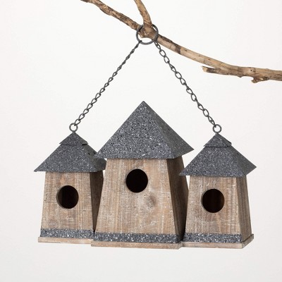 10.25"H Sullivans Wood Triple Birdhouse Condo, Gray : Target