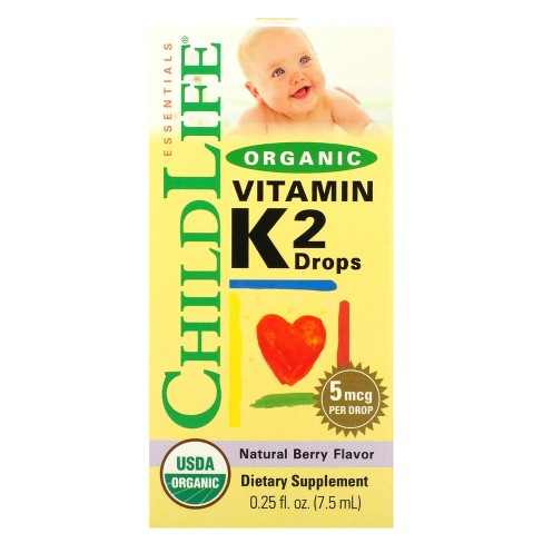 Childlife Essentials Organic Vitamin K2 Drops, Natural Berry, 5 Mcg, 0. ...
