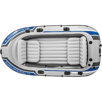 Intex Excursion 4-person Inflatable Boat Set For Fishing And Boating ...
