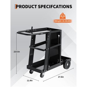 3-Tier Welding Cart – Heavy Duty Steel, 400 lbs Capacity, Higher Handle ...