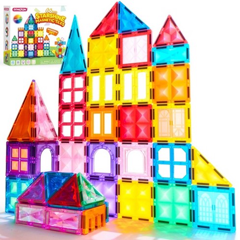 Starshine Magnetic Tiles 66pcs, 2d & 3d Magnet Building Tiles, Durable And Creative Stem ...