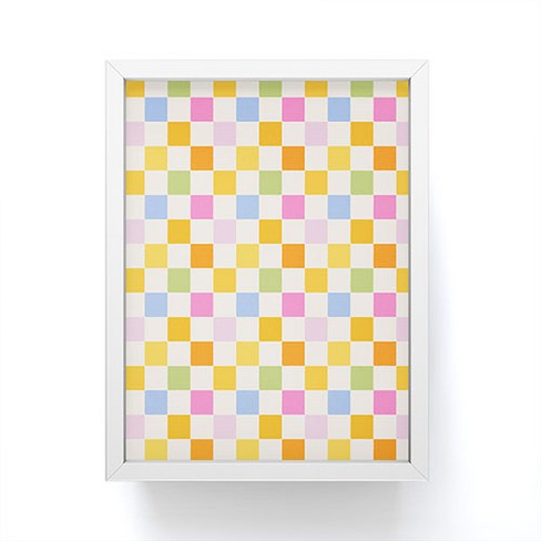 Iveta Abolina Eclectic Checker Check Cream 4" X 3" White Framed Mini ...