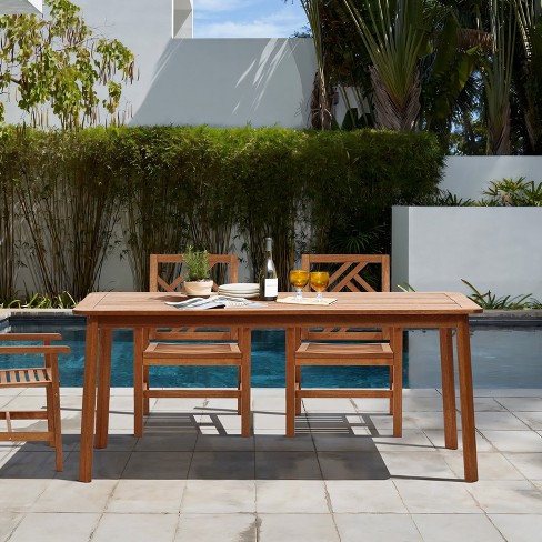 Luxenhome Outdoor Wooden Rectangular Dining Table Brown : Target