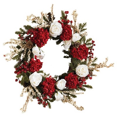 Nearly Natural 18-in Blooming Roses With Vase : Target