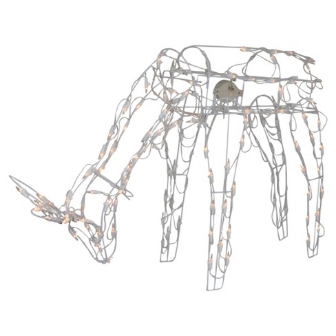 Northlight 42" Lighted White Feeding Reindeer Animated Outdoor ...