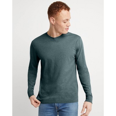 Hanes Originals Men's Long Sleeve Tri-Blend T-Shirt Cactus Heather L ...