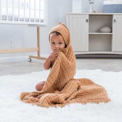 2 Pack Baby Hooded Muslin Cotton Towel For Kids By Comfy Cubs - Caramel ...