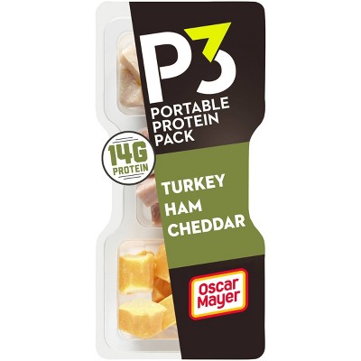 P3 Portable Protein Snack Pack With Turkey, Ham & Cheddar Cheese - 2 ...