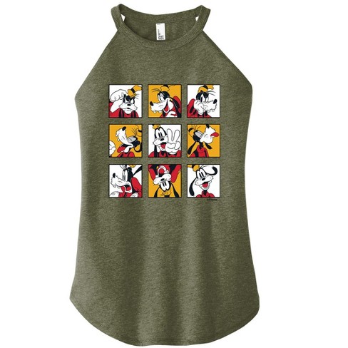 Women's Disney Goofy Grid Graphic High Neck Tank - Heather Military ...