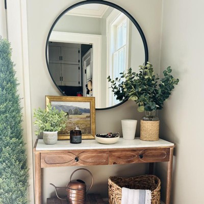 34" Round Decorative Wall Mirror Brass - Threshold™ Designed With ...