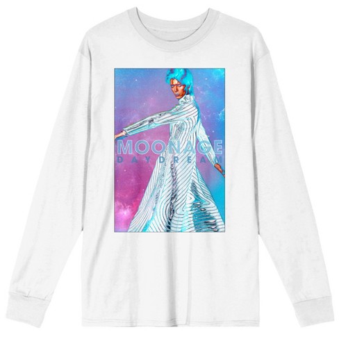 David Bowie Colored Smoke Crew Neck Long Sleeve White Adult Tee : Target