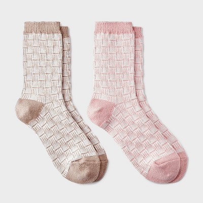 Women's Marled 2pk Cozy Crew Socks - Auden™ Ivory/charcoal Gray 4-10 ...