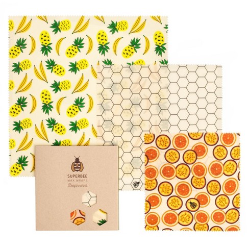 Superbee Beeswax Wrap For Food, Set Of 3 Bees Wax Wraps, Reusable Bees ...