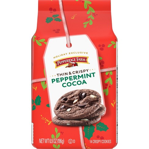 Farmhouse Thin & Crispy Peppermint Cocoa Cookies 6.9oz : Target