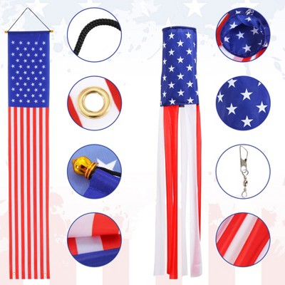 2PCS-Decorations Hanging American Flag Banners Porch Sign-60 Inch ...