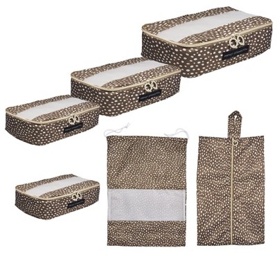French Connection 6pc Packing Cube Set - Travel Storage Set (polka Dot ...
