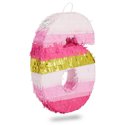 Blue Panda Pink And Gold Foil Number 6 Pinata For Kids 6th Birthday ...
