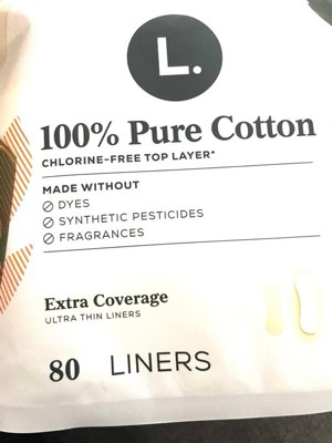 L . Organic Cotton Topsheet Ultra Thin Extra Coverage Panty Liners ...