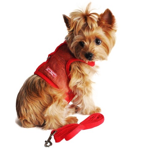 Doggie Design Cool Mesh Dog Netted Harness With Leash - Solid Red ...