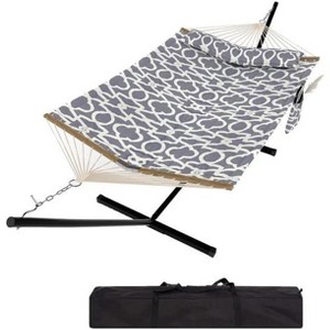 Double Hammock with Stand, 2-Person Portable Outdoor Hammock for ...