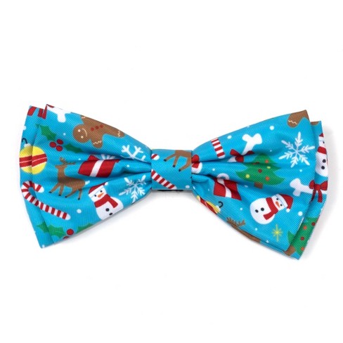 The Worthy Dog Winter Wonderland Bow Tie Adjustable Collar Attachment Accessory Icy Blue L Target