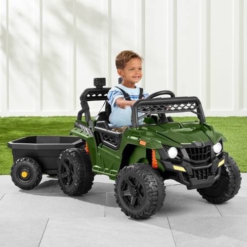 Best Choice Products Kids 12v Electric Ride on Utv And Trailer W Parent Remote Control Led Lights Green Target