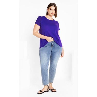 City Chic | Women's Plus Size Linny Top - Blue - 16w : Target