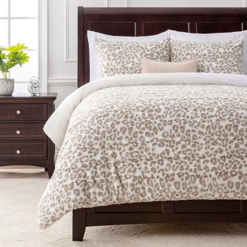 Chanasya Leopard Faux Fur Duvet Cover Set - 2-piece Set - Twin Size ...