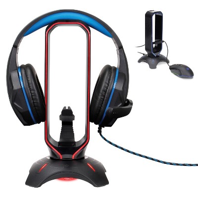 Enhance Gaming Headset Stand With Mouse Bungee And Led Accents, Black ...