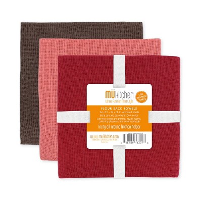 MU Kitchen 24" x 36" Flour Sack Towel, Set Of 3, Winery : Target