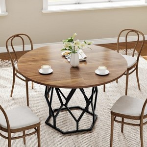 47 Inch Round Dining Table for 4-6 People, Farmhouse Kitchen Table ...