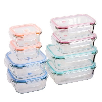 Lexi Home Durable Borosilicate Glass 8-piece Food Storage Container Set ...